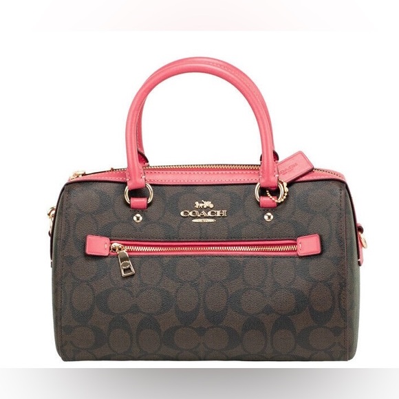 Coach | Bags | Rowan Brown Watermelon Signature Medium Satchel ...